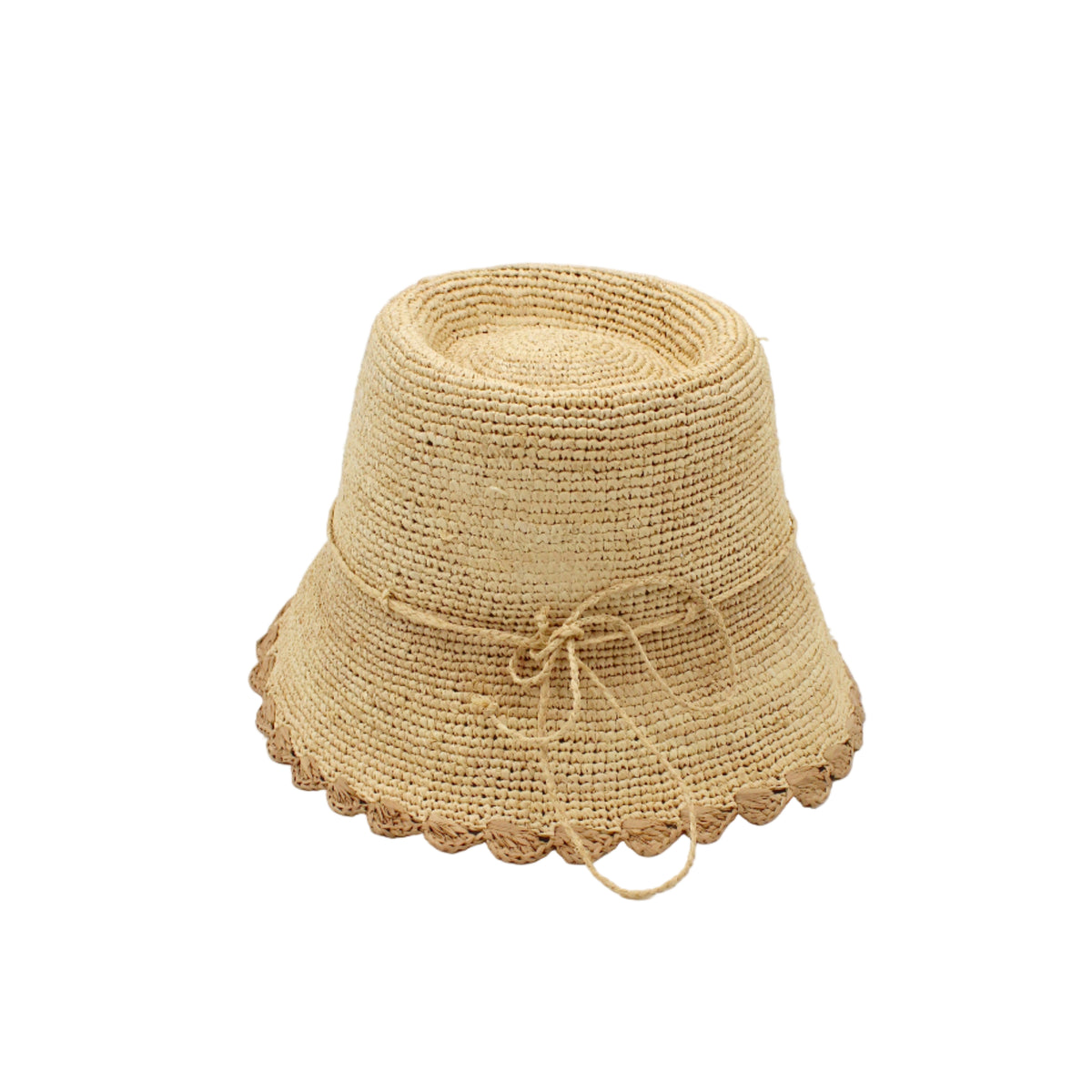 Kate 3" Brim Crochet Bucket Straw Hats with Colored Lace Weave Edge ...