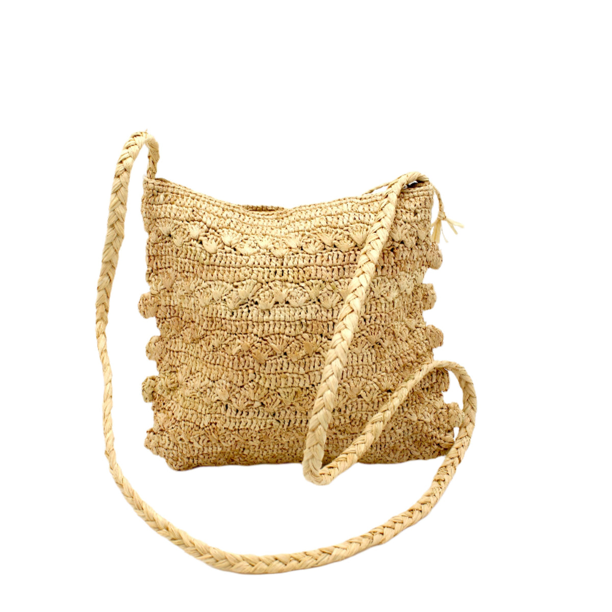 Kristen Crochet Straw Crossbody Bag with Nub Edge – Shebobo