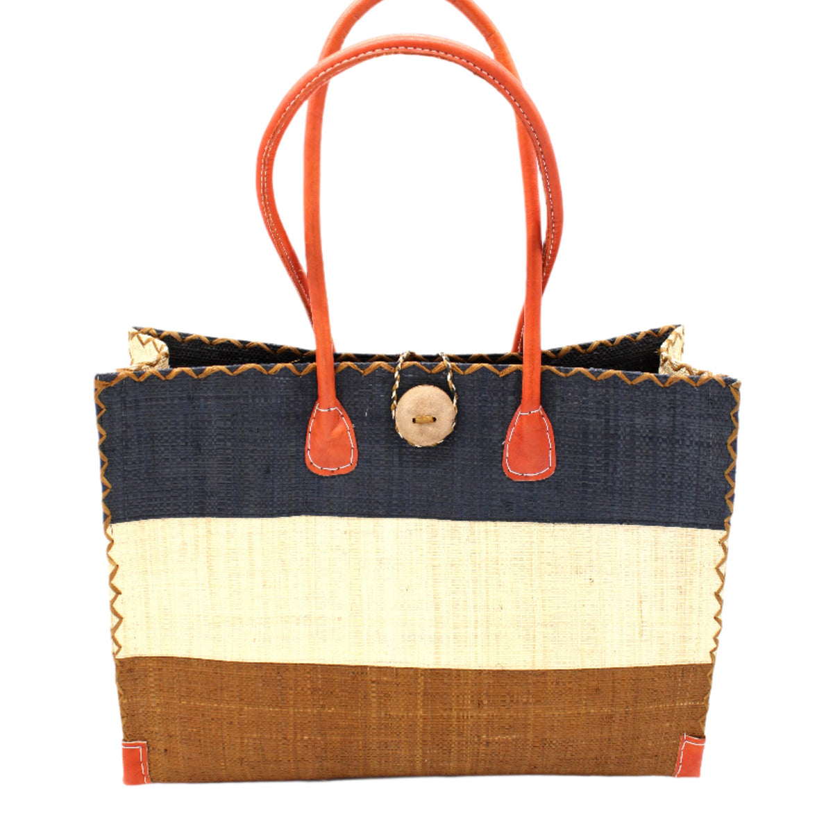 Zafran 3 Tone Color Block Straw Beach Bag – Shebobo